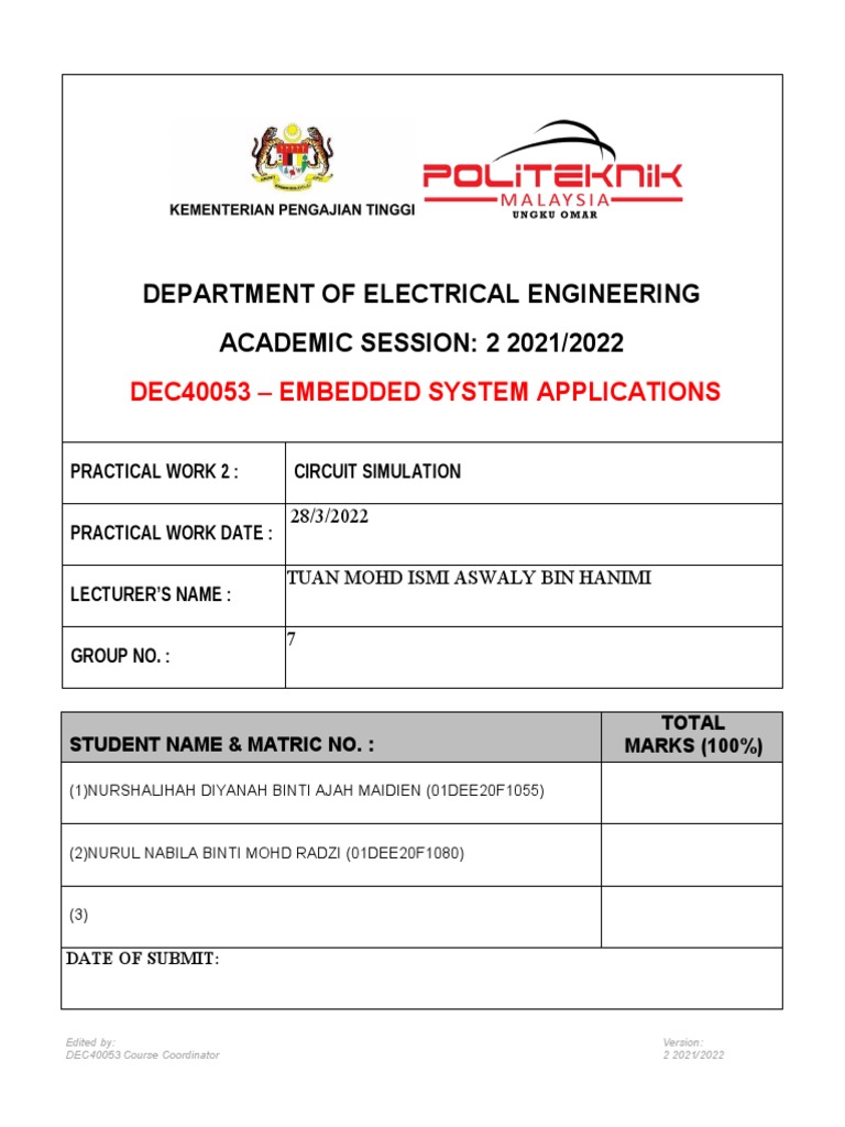 Pw2 Embedded F1055 Pdf Arduino Computer Science