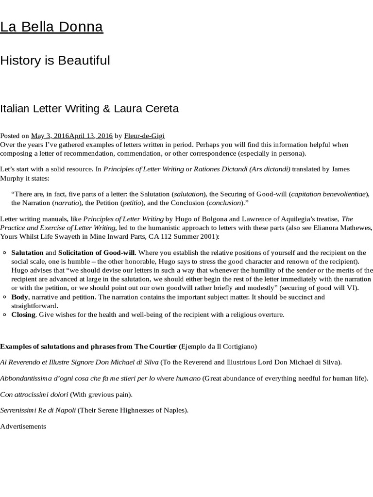 letter writing Renaissance | PDF