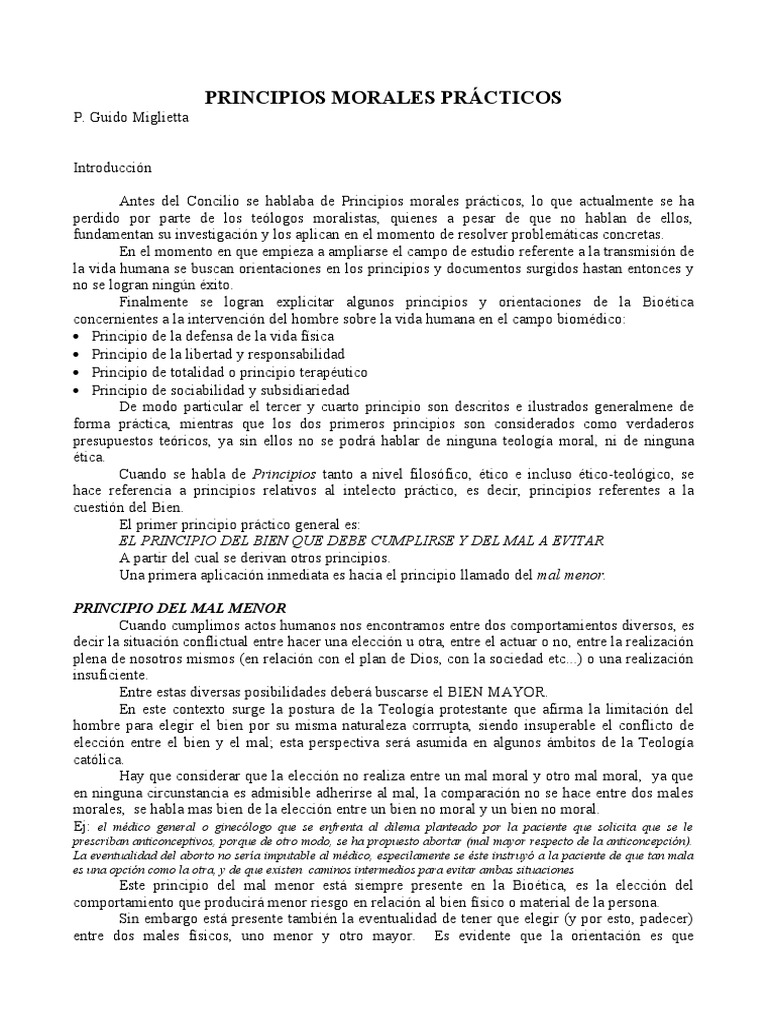 Principios Morales Practicos | PDF | Moralidad | Bioética
