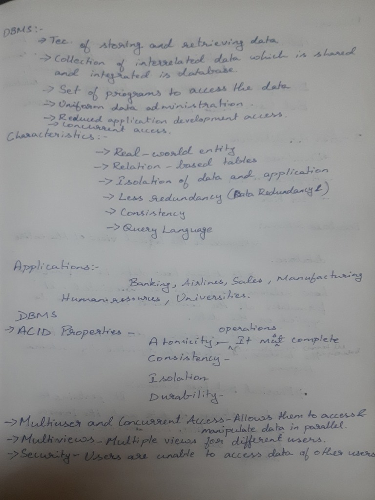 Dbms Notes Pdf Information Technology Management Cybernetics 