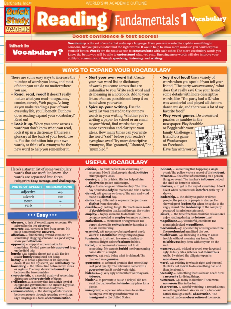 Reading Fundamentals 1 - Expert Editions | PDF | Word | Vocabulary