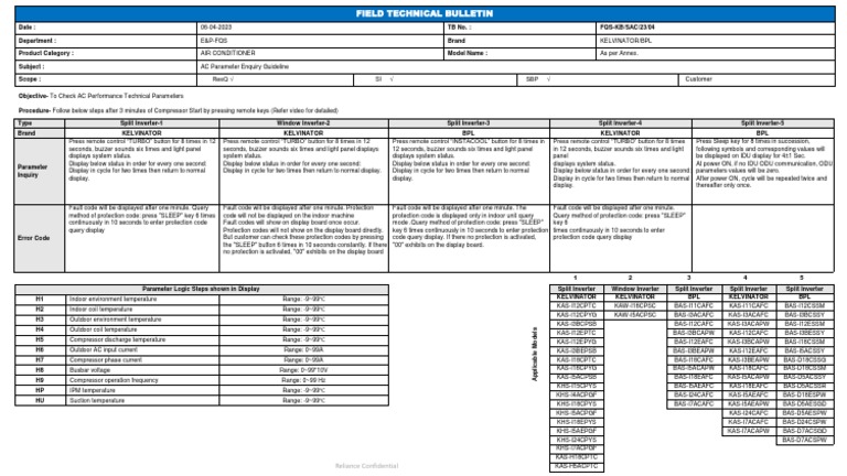 Ac Parameter Enquiry Pdf Computer Engineering Electric Power 