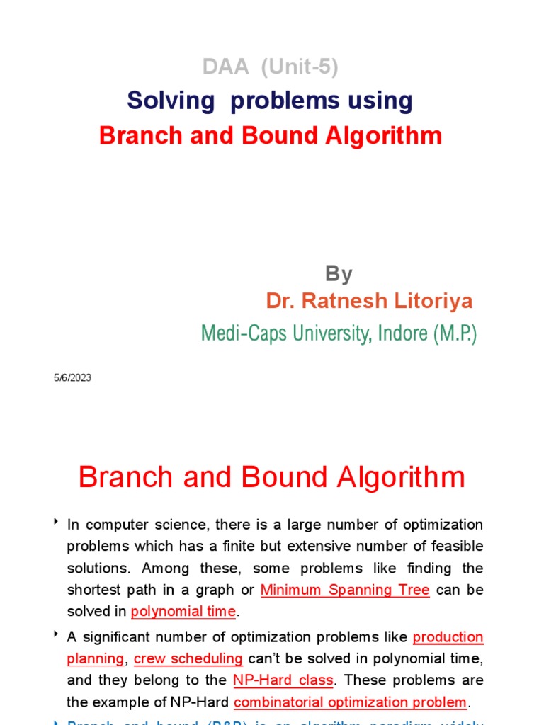 L26 Travelling Salesman Problem Using B and B | PDF | Time Complexity | Mathematical Optimization