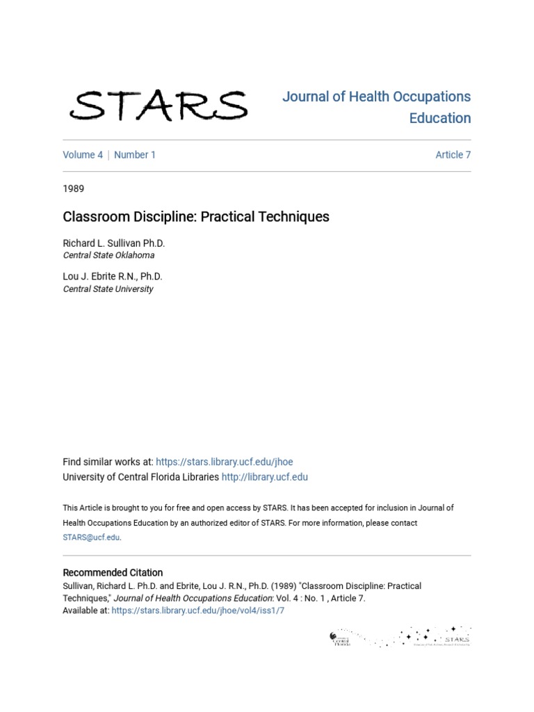 Classroom Discipline - Practical Techniques | PDF