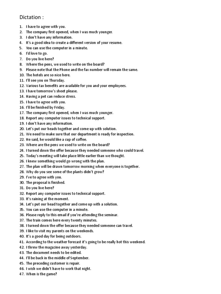 Dictation 2 | PDF