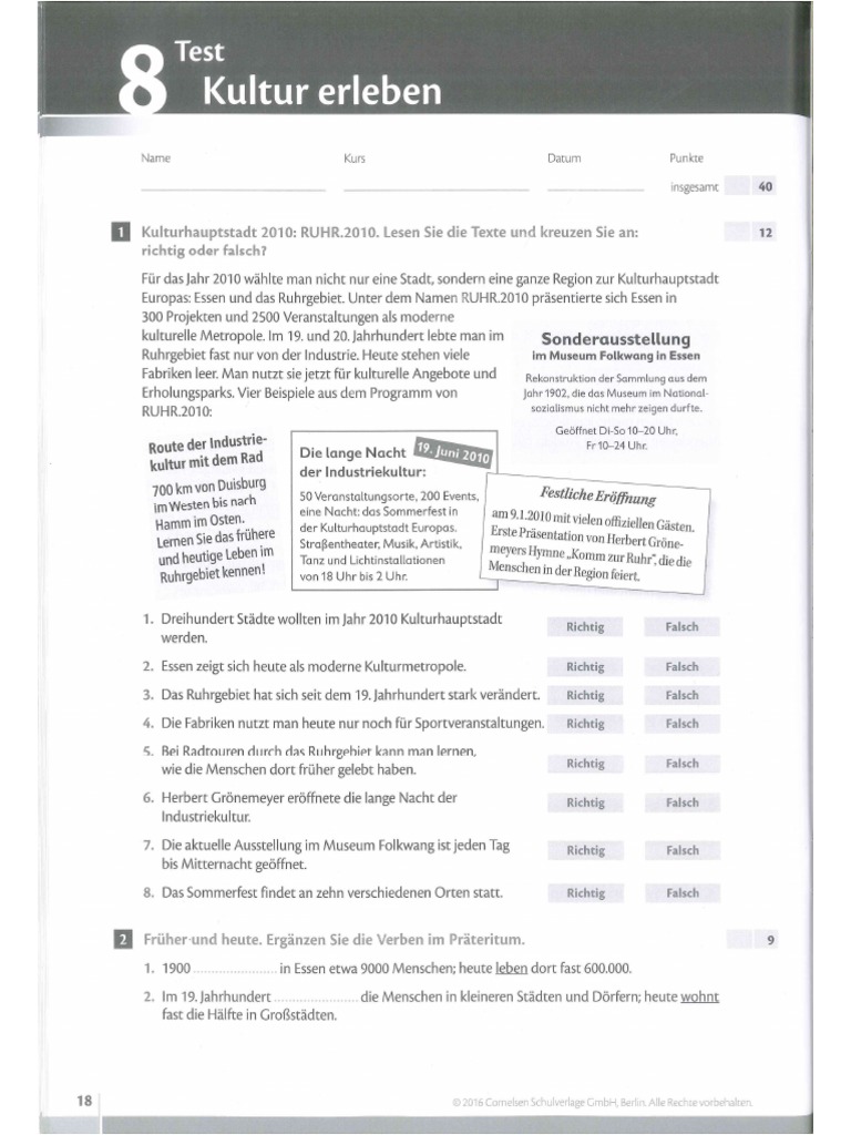 Testheft A2 Lek8 | PDF