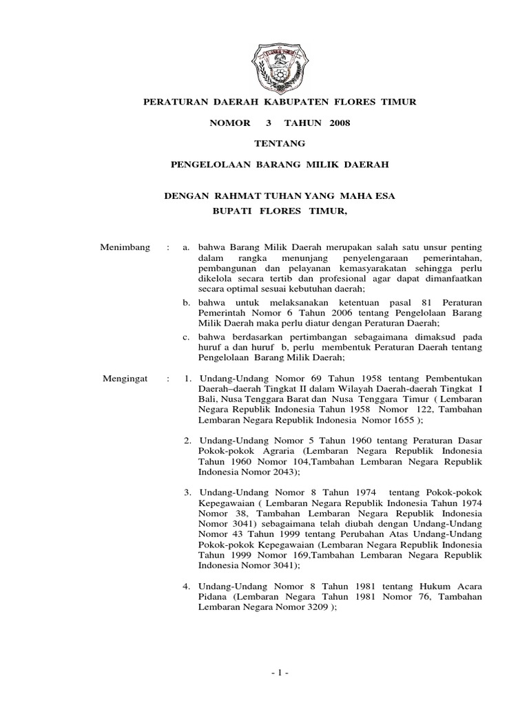 Perda Nomor 3 Tahun 2008 | PDF