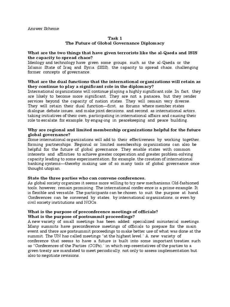 Diplomacy and International Relations - Sample Questions and Answers ...