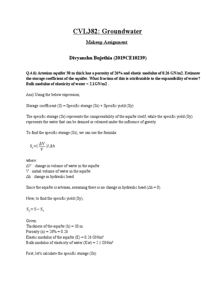 CVL382 Assignment | PDF | Aquifer | Tide