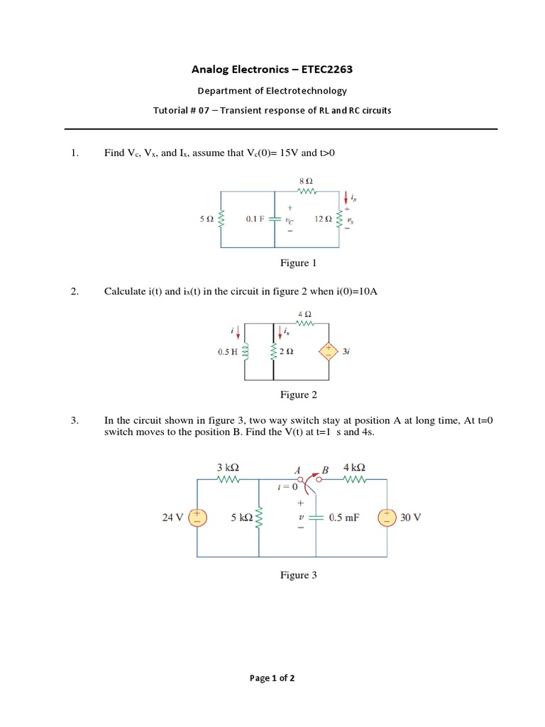 Tutorial 7 - Transient Response of RL and RC Circuits | PDF