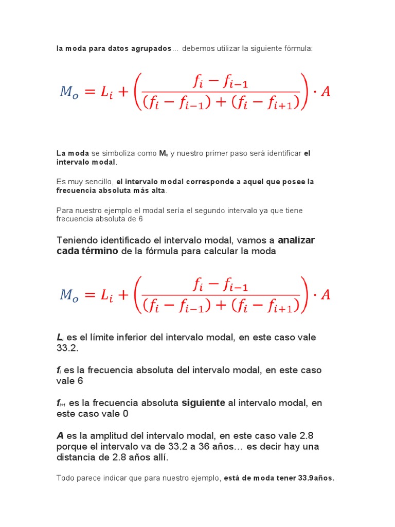 Cálculo de la Moda en Datos Agrupados | PDF