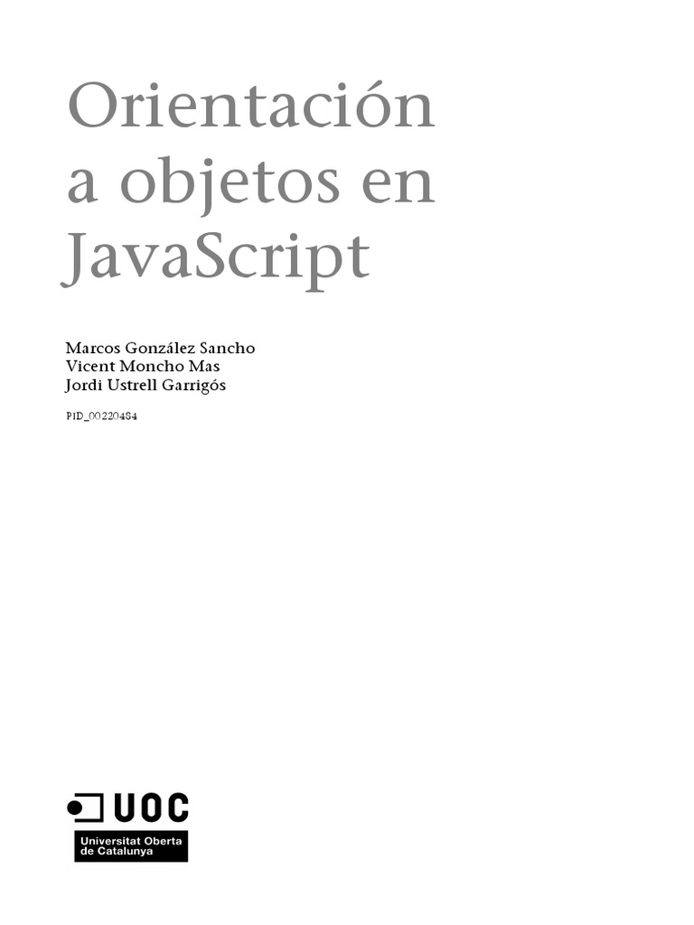 Programación Web Módulo 3 Orientación A Objetos En Javascript Pdf