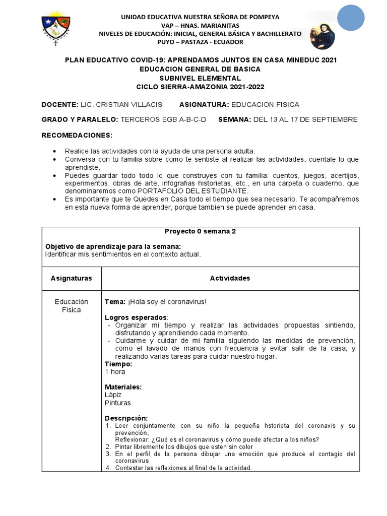 Tarea 2 Eeff 3ros Egb Segunda Semana | PDF