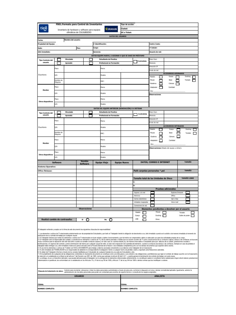 F001 - Formato para Instalación, Reposición y Redistribución V4-2 | PDF