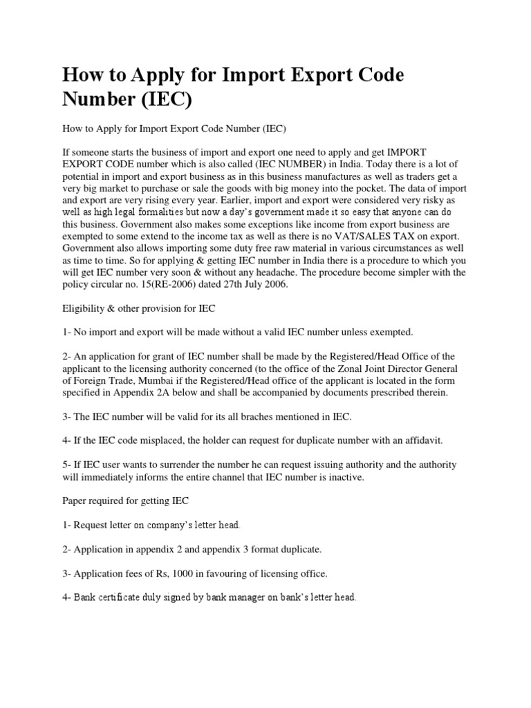 How To Apply For Import Export Code Number Exports Taxes