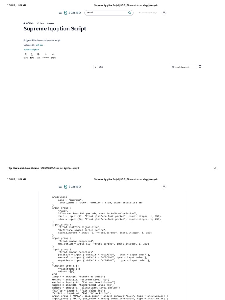 Supreme Iqoption Script - PDF - Financial Accounting - Analysis | PDF