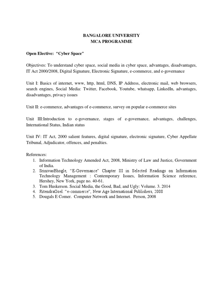 MCA Cyber Space Elective Syllabus | PDF