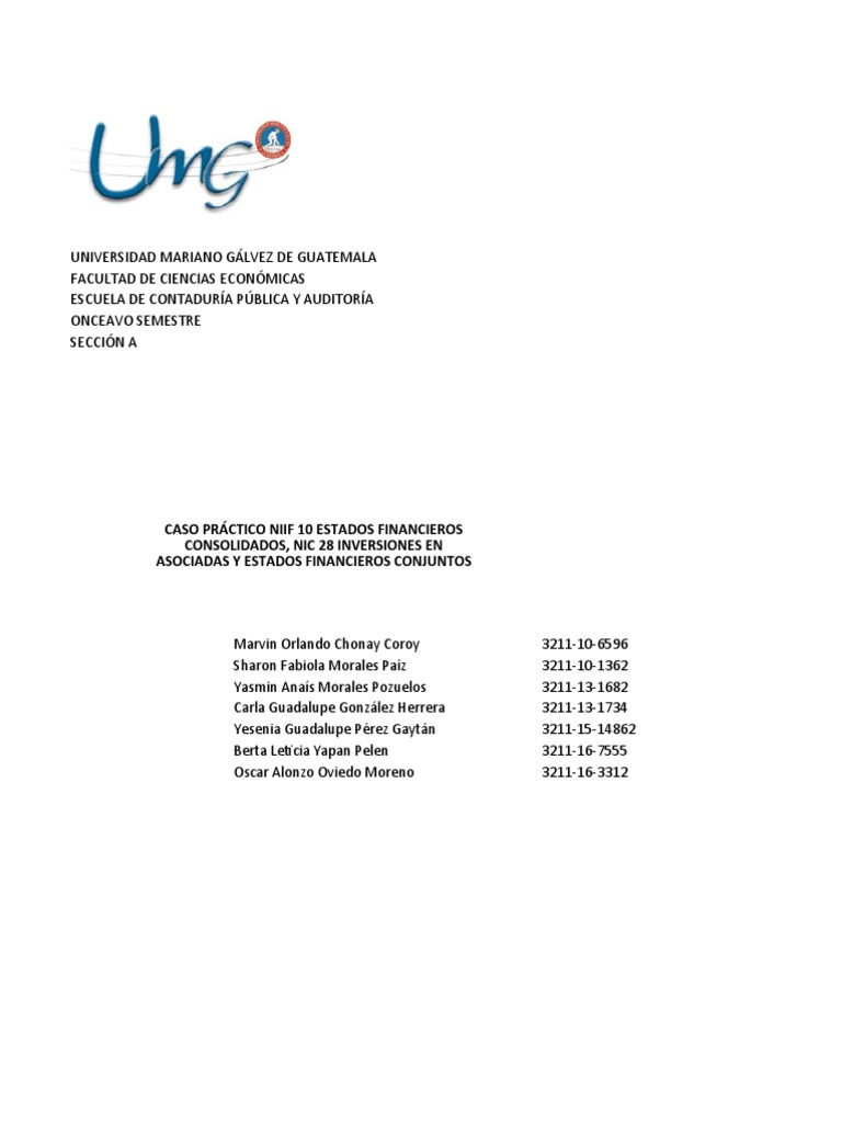 Caso Practico Nic 28 y Niif 10 | PDF