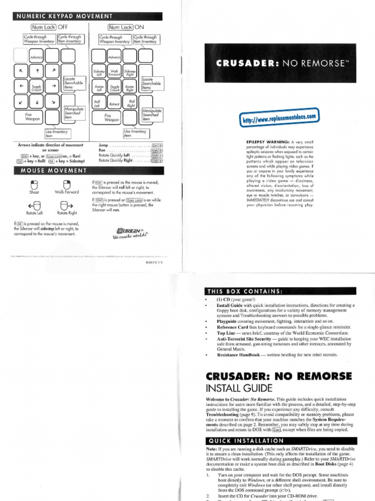 Crusader No Remorse Quick Reference Card | PDF Crusader No Remorse Quick Reference Card | PDF