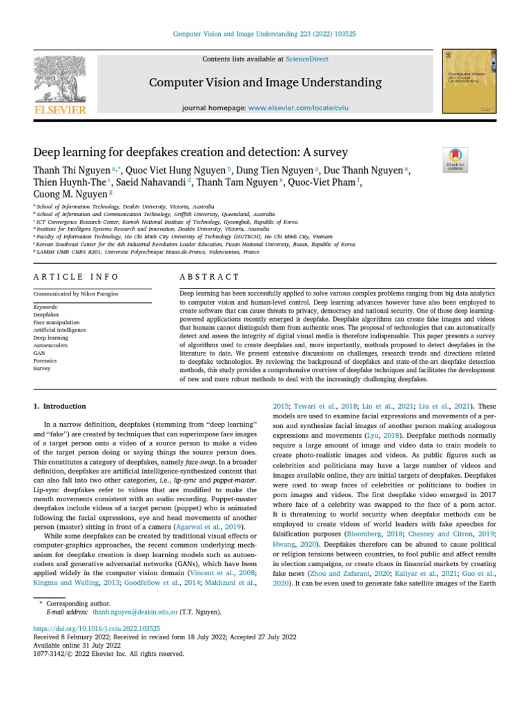 Deep Learning On Deep Fake Creation and Detection | PDF
