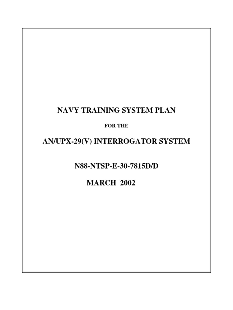 Navy Training System Plan: For The | PDF