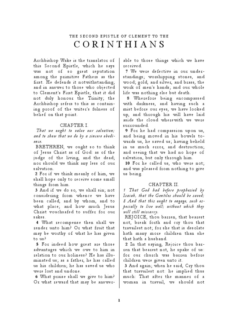 The Second Epistle of Clement To The Corinthians | PDF | Eternal Life (Christianity) | Jesus