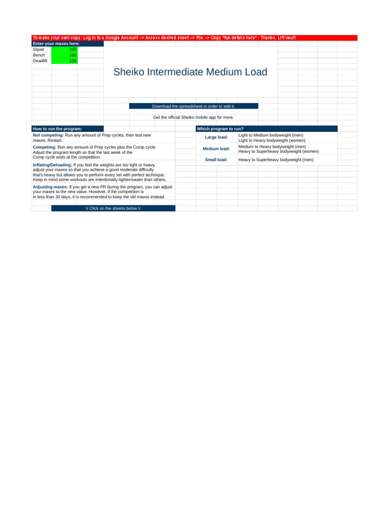 Sheiko Intermediate Medium Load | PDF | Management Of Obesity ...