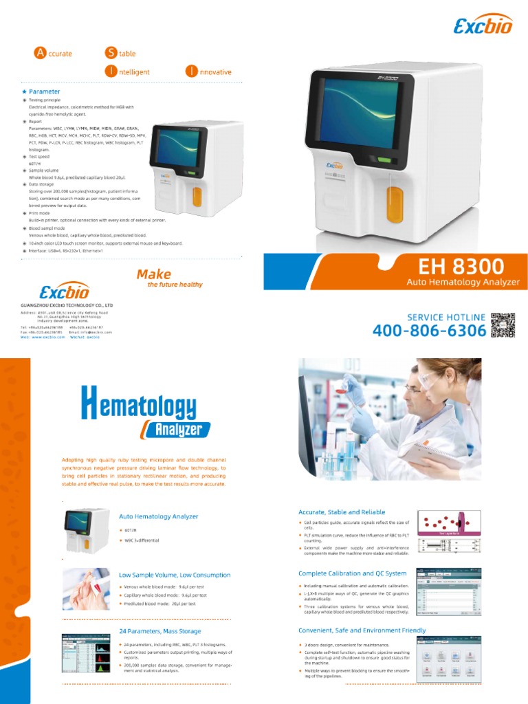 Brochure-EH8300 3-Part Hematology Analyzer-Excbio | PDF