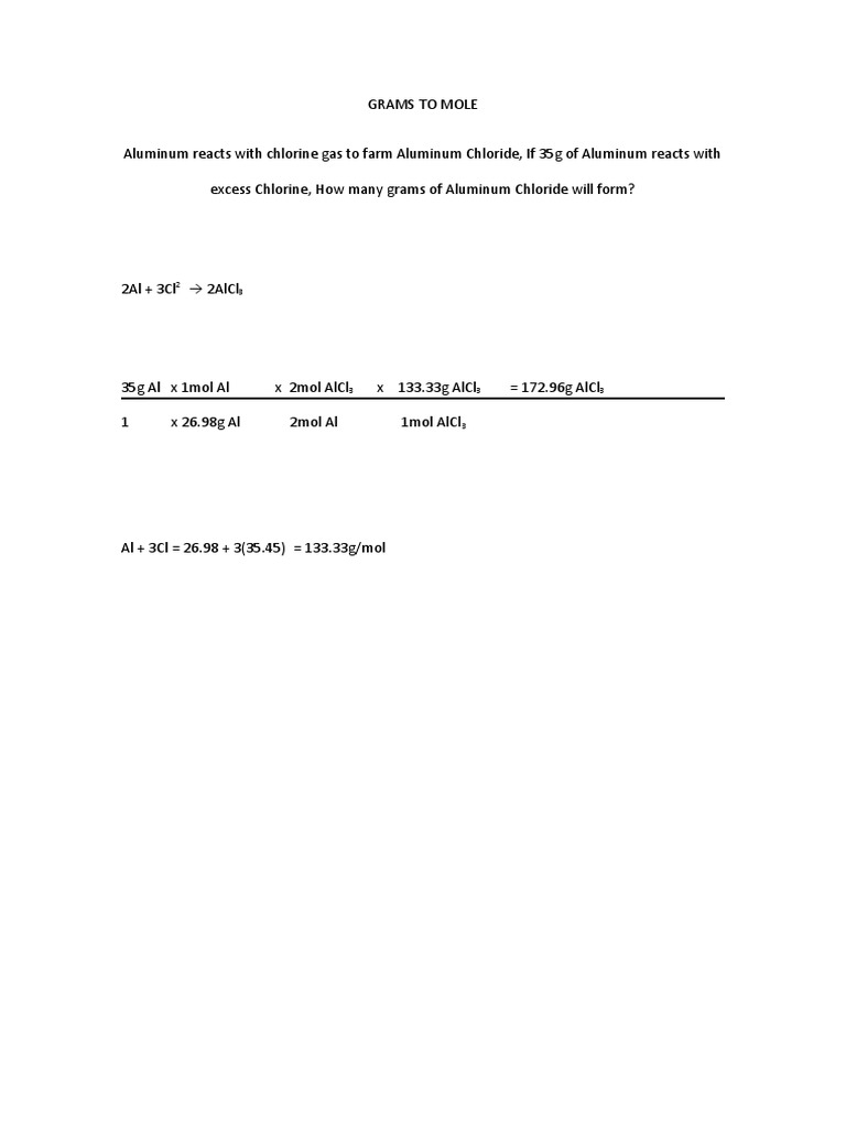 Grams To Mole PDF