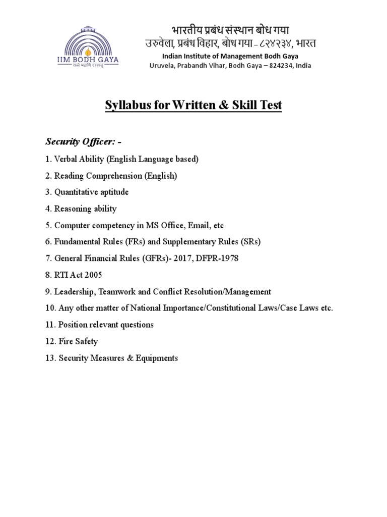 Security Officer Syllabus | PDF
