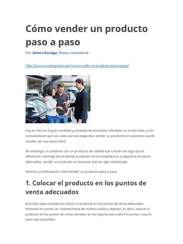 Cómo Vender Un Producto Paso A Paso Pdf