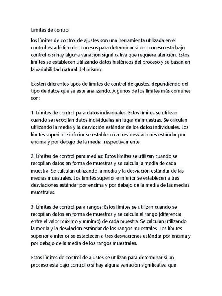 Límites de Control en Procesos Estadísticos | PDF
