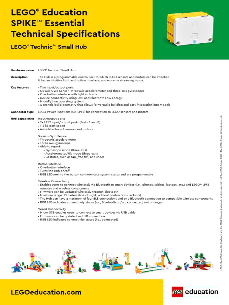LE SPIKE Essential Tech Fact Sheet Small Hub 45609 2HY21 Digital | PDF