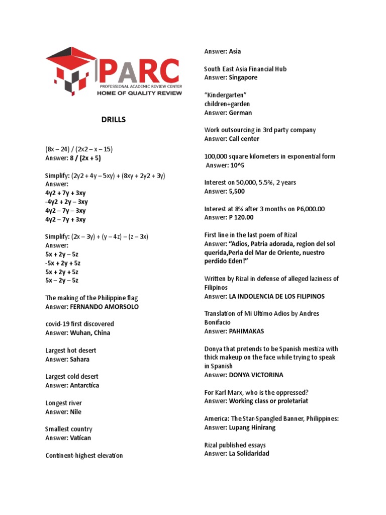 Parc Let Drills 2023 | PDF