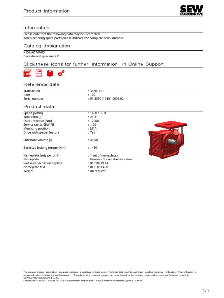 100 K157 AD7 P RS ProductData en DE | PDF
