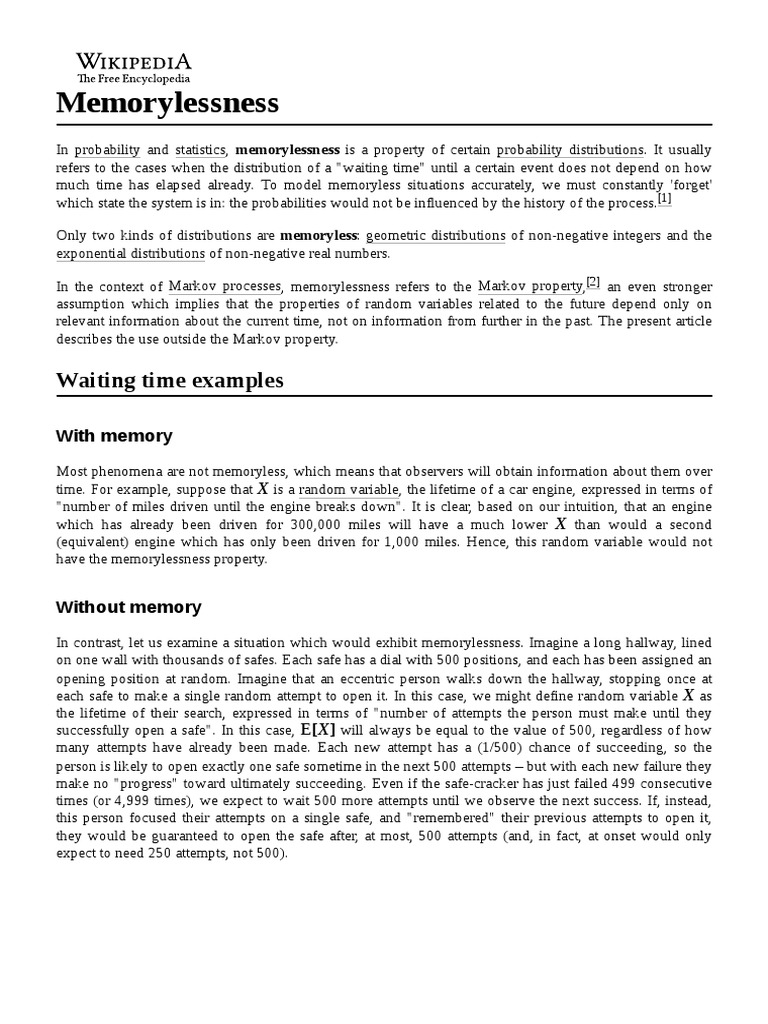 Memorylessness | PDF