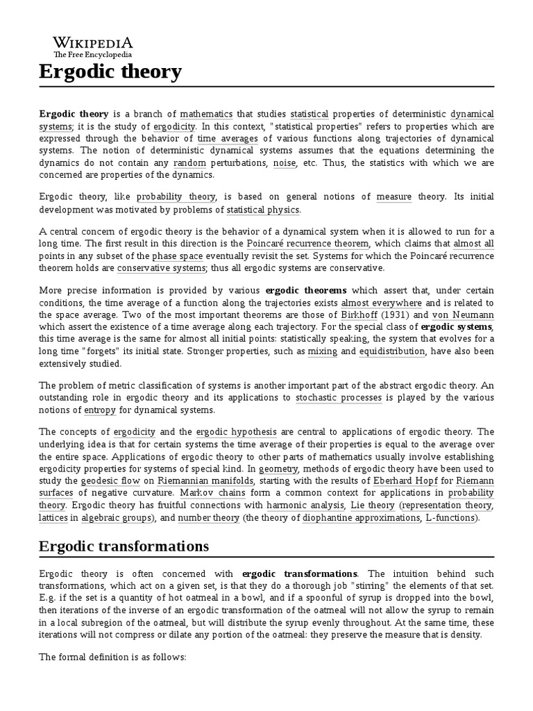 Ergodic Theory | PDF