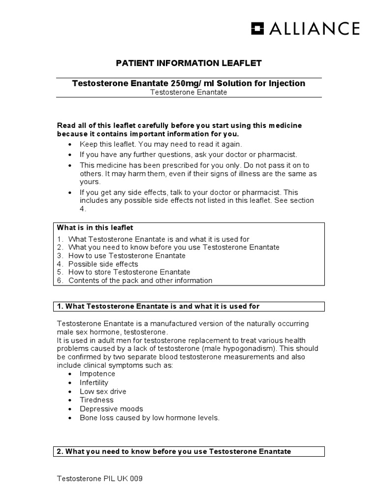 Testosterone Enanthate Use and Risks | PDF | Wellness