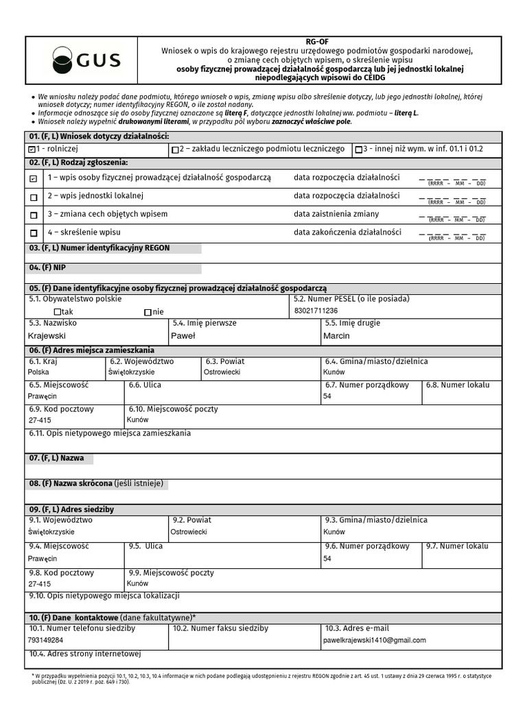 Formularz Rg-Of Edit2 | PDF