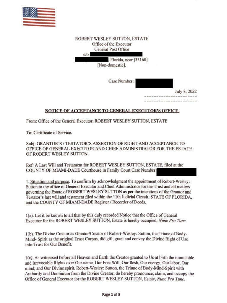 Notice of Acceptance General Executors Office Notarized - Redacted 1 | PDF