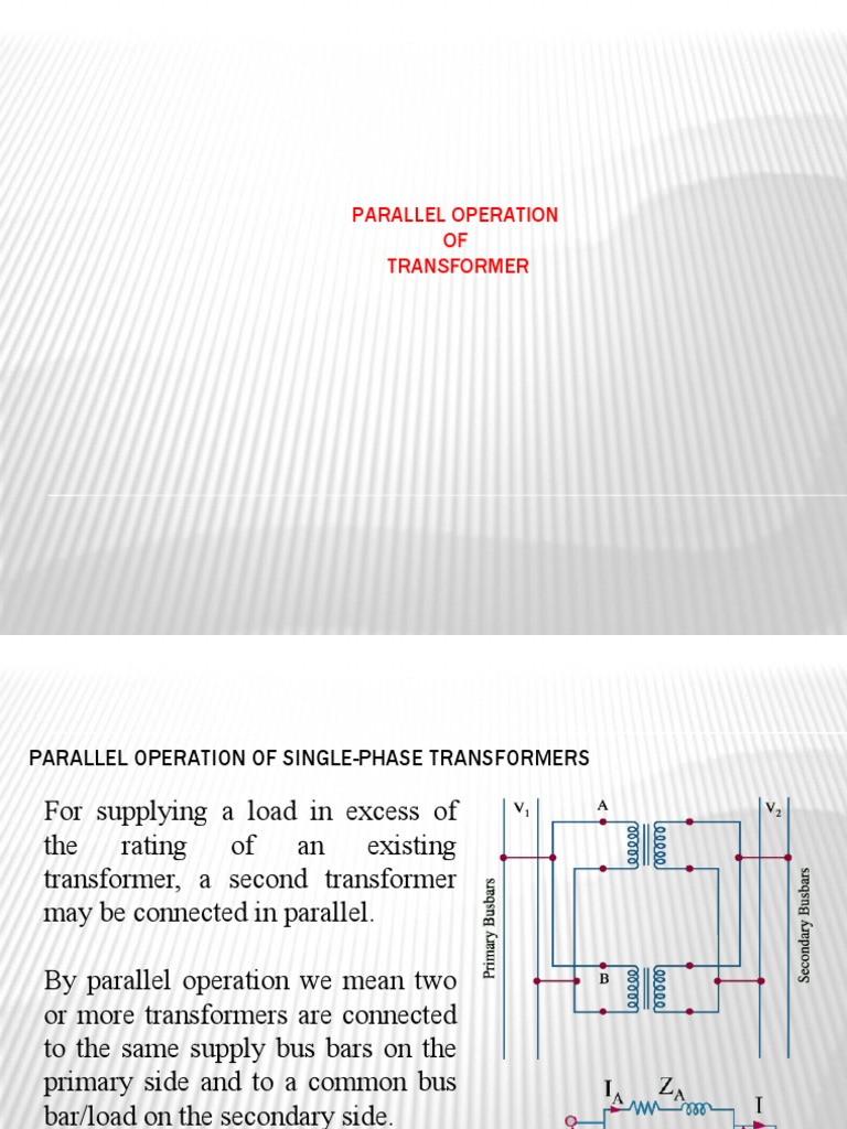 Parallel Opeartion of Transformer | PDF | Transformer | Electrical Impedance