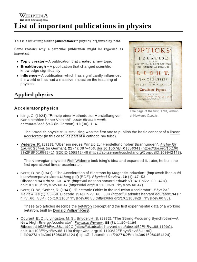 List of Important Publications in Physics | PDF