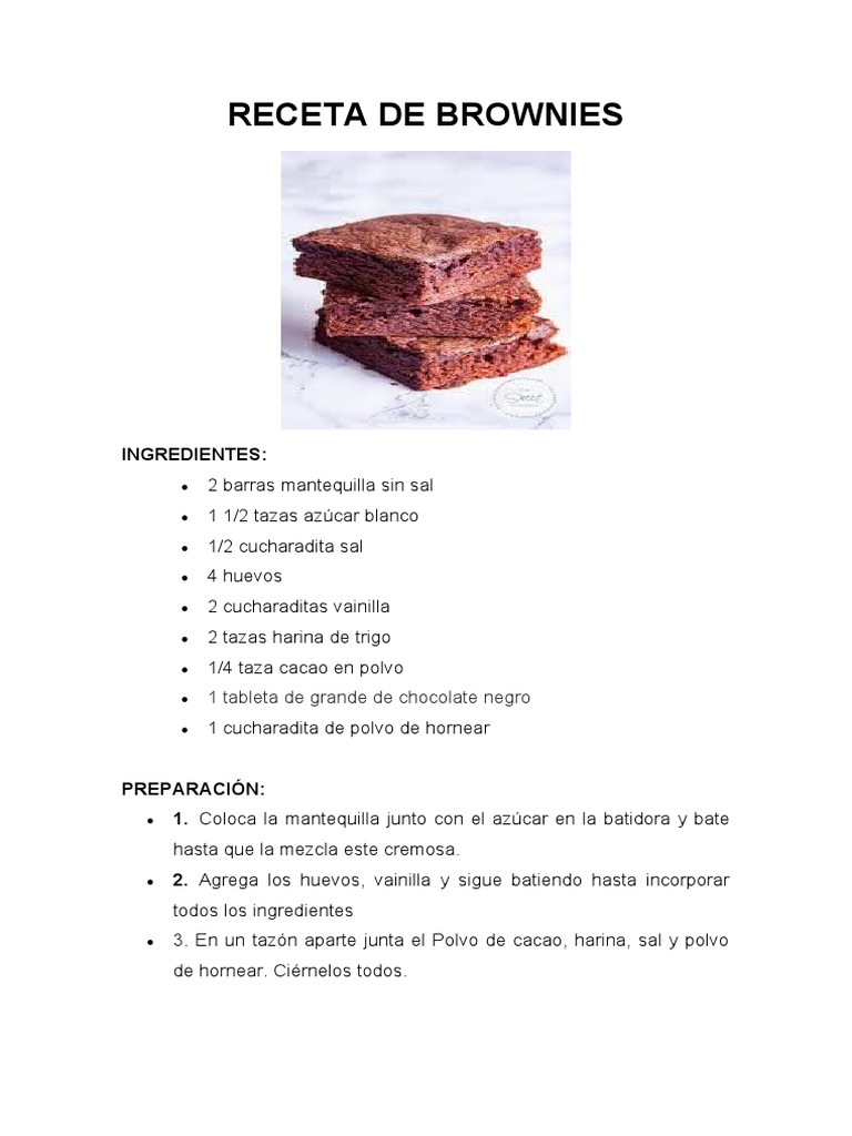 Receta Del Brownies | PDF