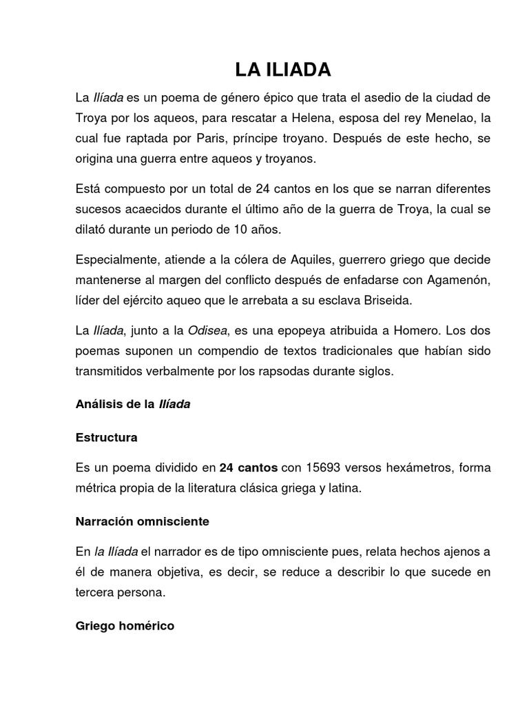 La Iliada | PDF | Ilíada | Aquiles