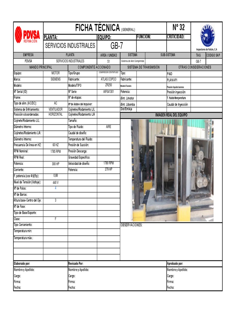 Ficha Tecnica General (Compresor Motor) GB-7 | PDF