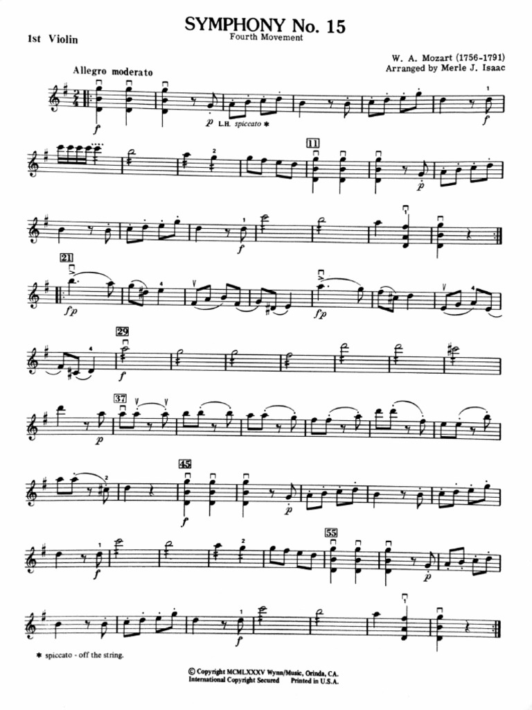 Mozart - Symphony - No. - 15 ARR MERLE ISACC | PDF