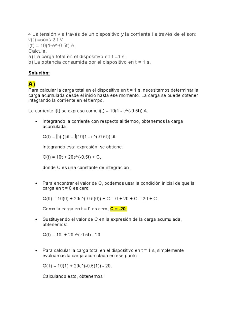 Pregunta 4 | PDF | voltaje | Integral