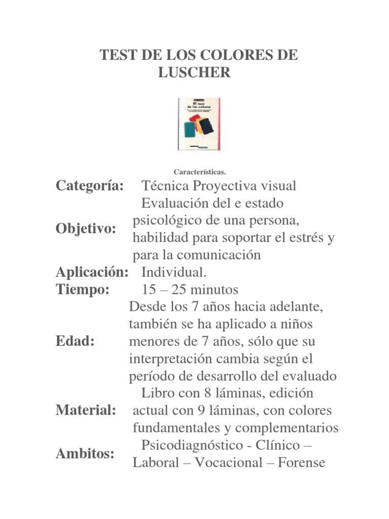 Test de Los Colores de Luscher | PDF | Color | Psique (psicología)