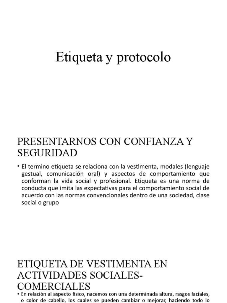 Etiqueta y Protocolo | PDF | Etiqueta | Ropa