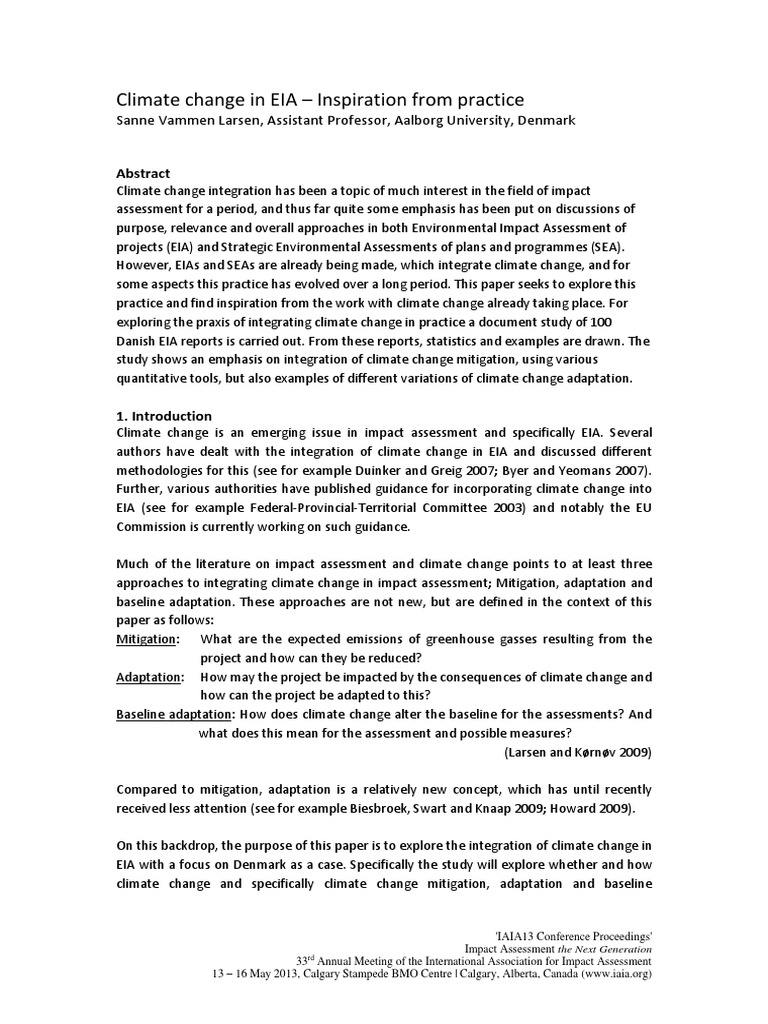 Climate Change Integration in EIA Reports | PDF | Science & Mathematics